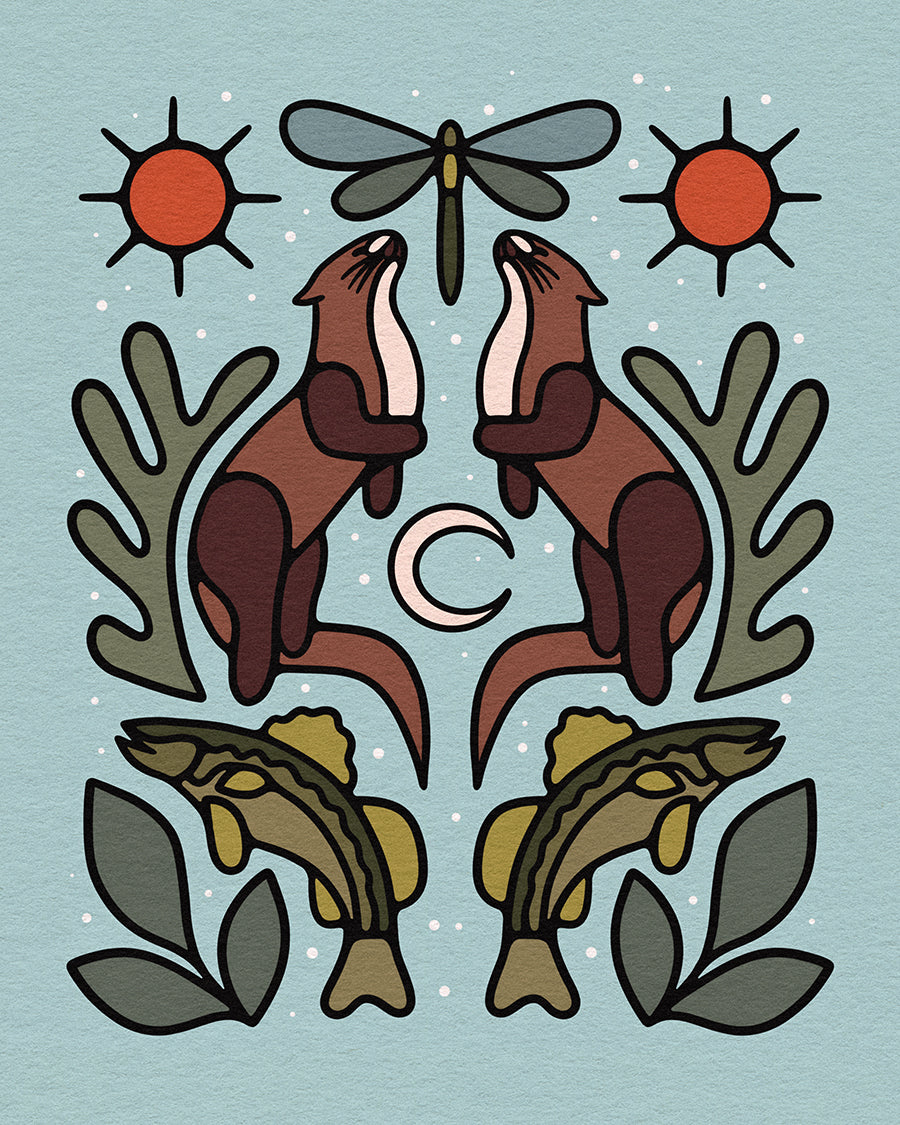 "Great Lakes Otters" Limited Edition Print – MORNINGSTAR DESIGNS